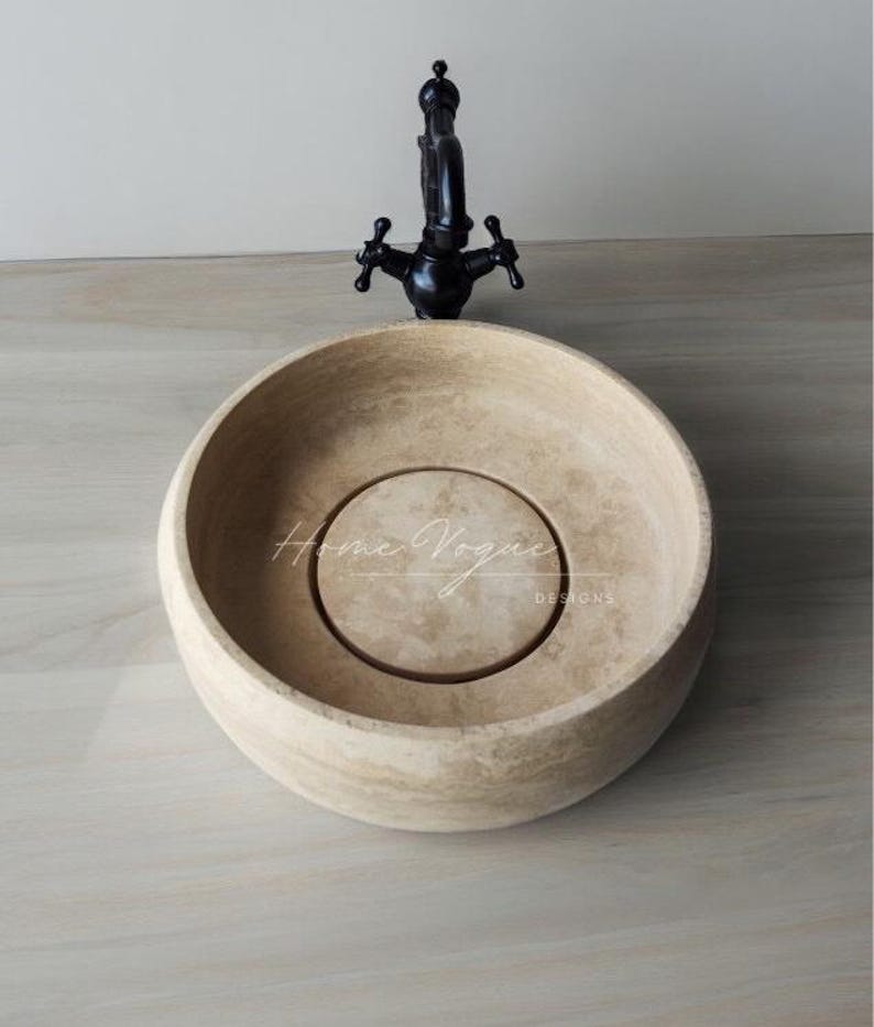 Hidden Drain Sink, Travertine Sink, Marble Bathroom Sink, Powder Room ...