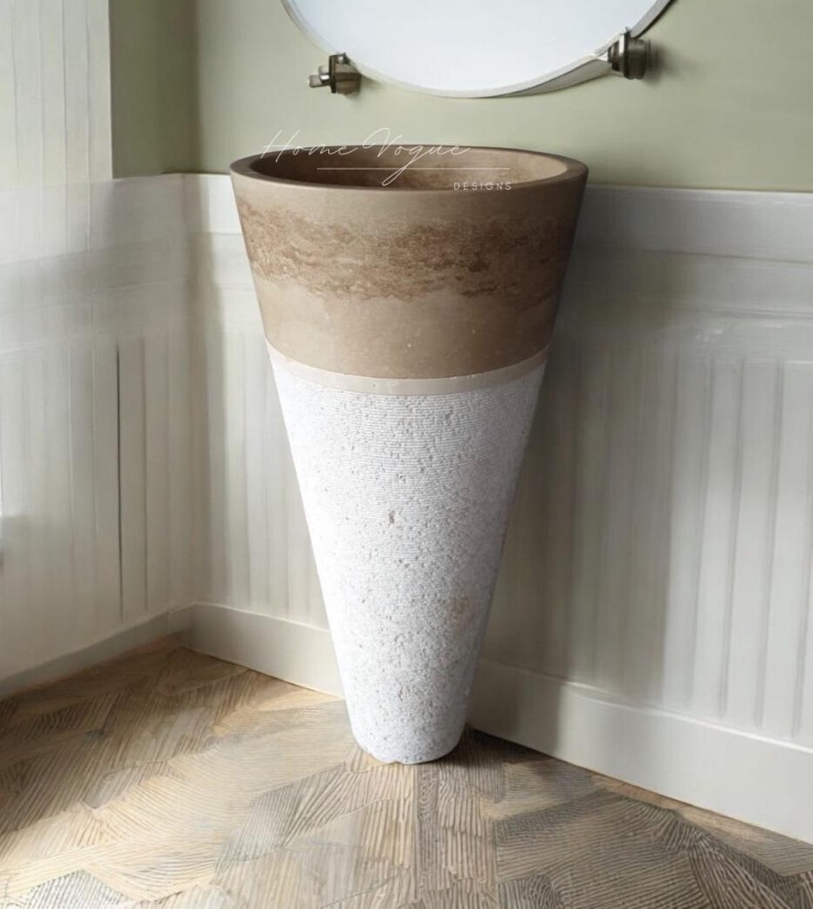 Travertine Pedestal Bathroom Sink, Pedestal Sink With Faucet Hole ...