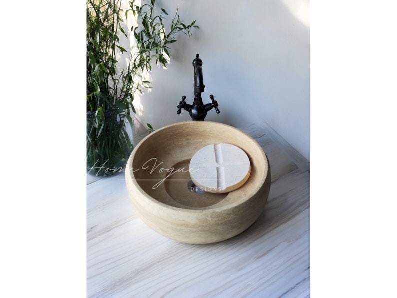 Hidden Drain Sink, Travertine Sink, Marble Bathroom Sink, Powder Room ...