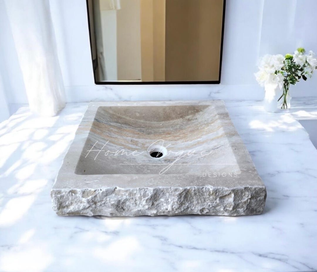 Rough-hewn Stone Sink: Rectangular Stone Wall Mount - Etsy