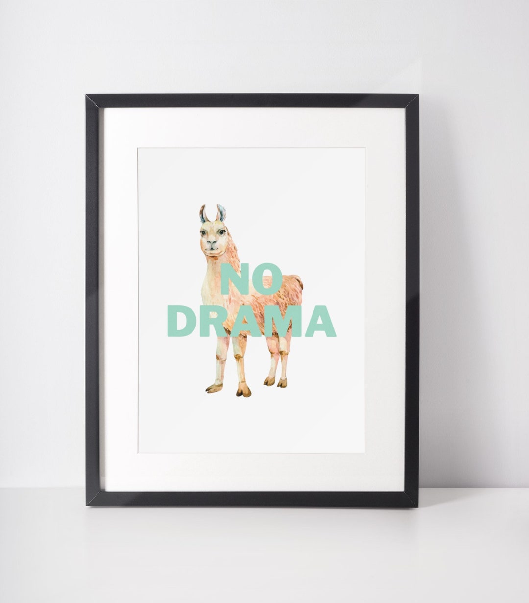 No Drama Llama Print Gallery Wall Print Home Office Decor Funny Print ...