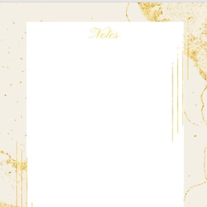 Printable Minimalist Gold Marble Notes Sheet, Notes Page Printable ...