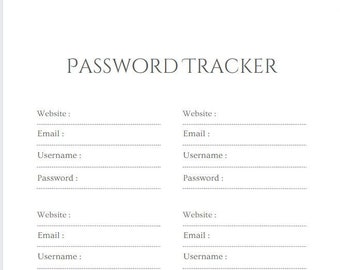 Printable Minimalist Password Tracker Planner Insert - Etsy