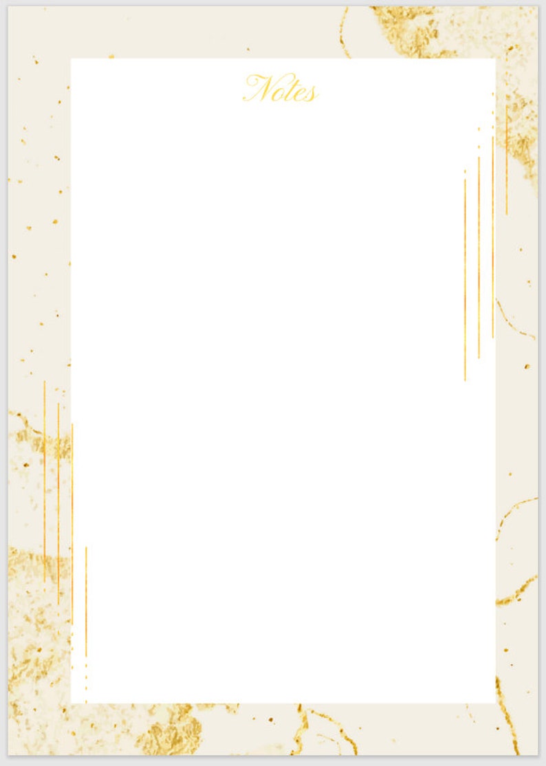 Printable Minimalist Gold Marble Notes Sheet, Notes Page Printable ...