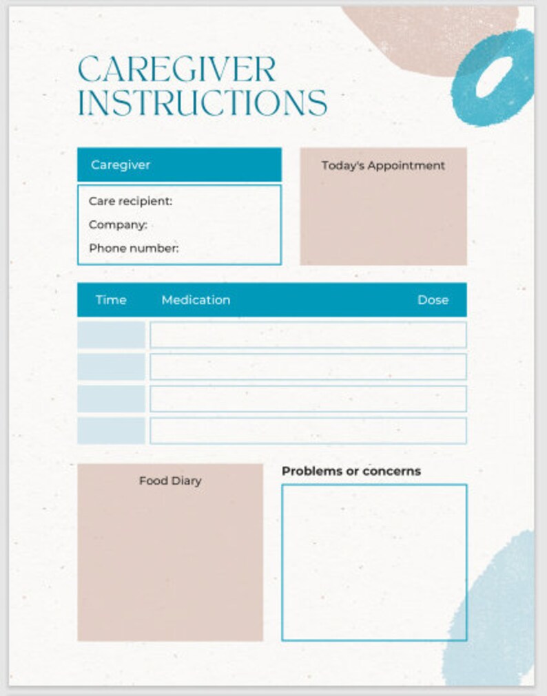 Printable Hospital Bag Checklist, Caregiver Instructions, House Sitter ...