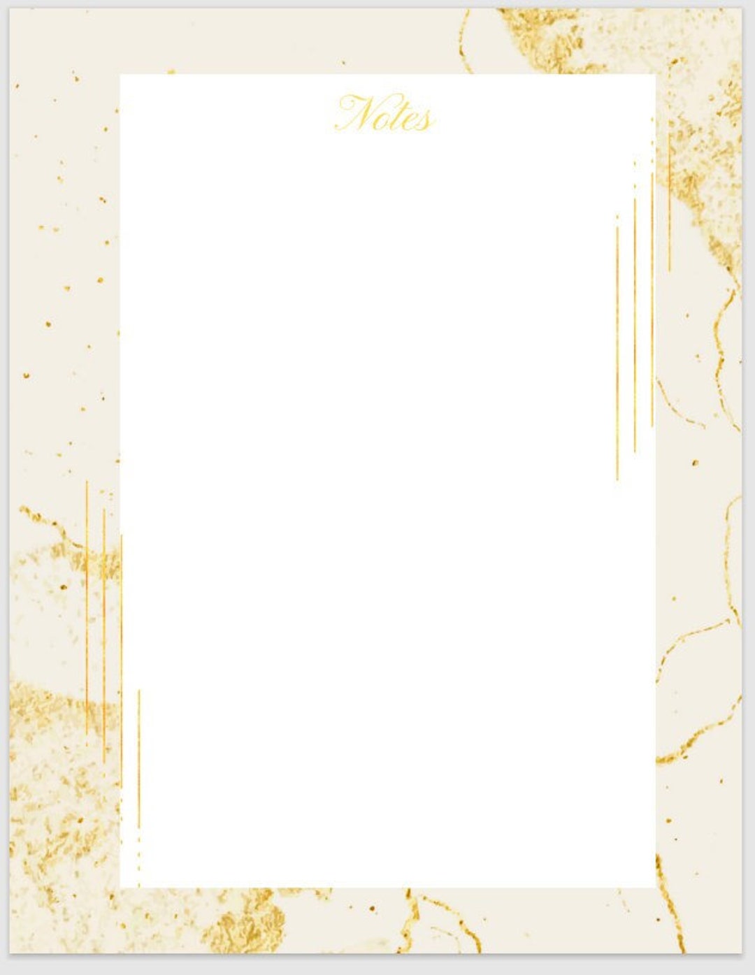 Printable Minimalist Gold Marble Notes Sheet, Notes Page Printable ...