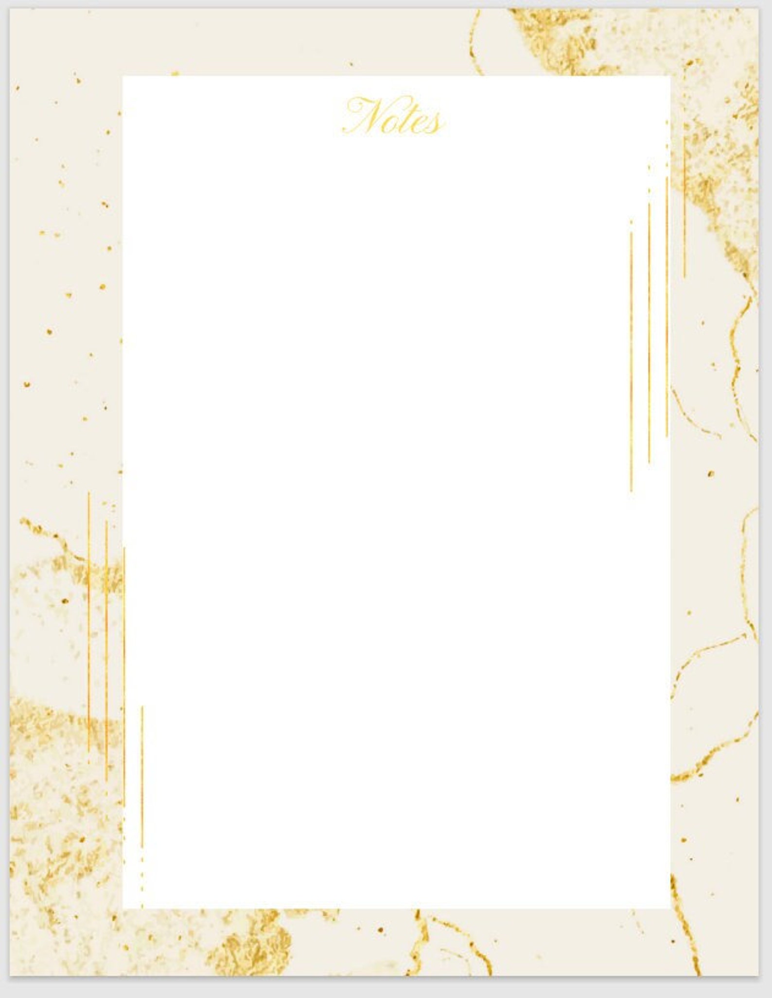 Printable Minimalist Gold Marble Notes Sheet, Notes Page Printable ...
