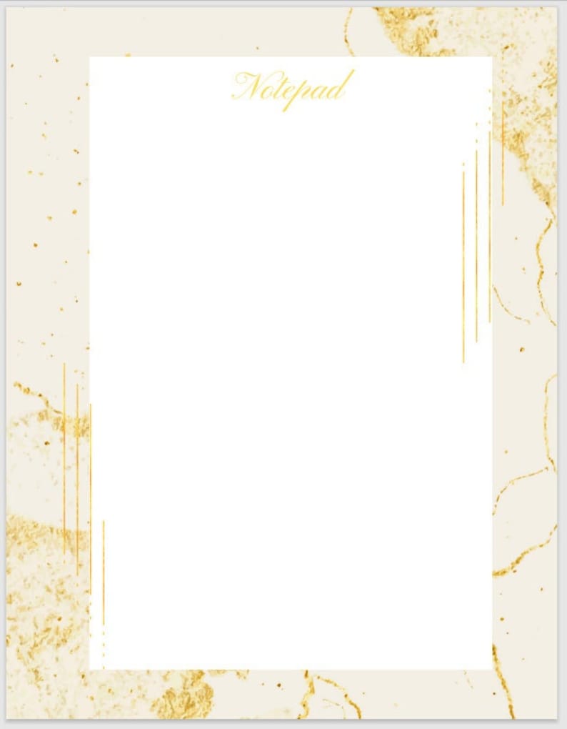 Printable Minimalist Gold Marble Notepad Sheet, Notepad Planner Insert ...