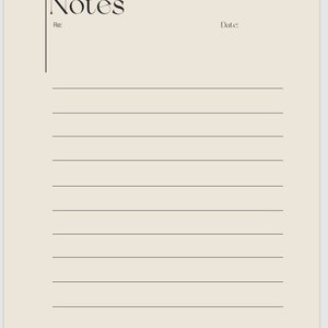 Printable Beige Minimalist Notes Sheet, Lined Note Paper, Printable ...