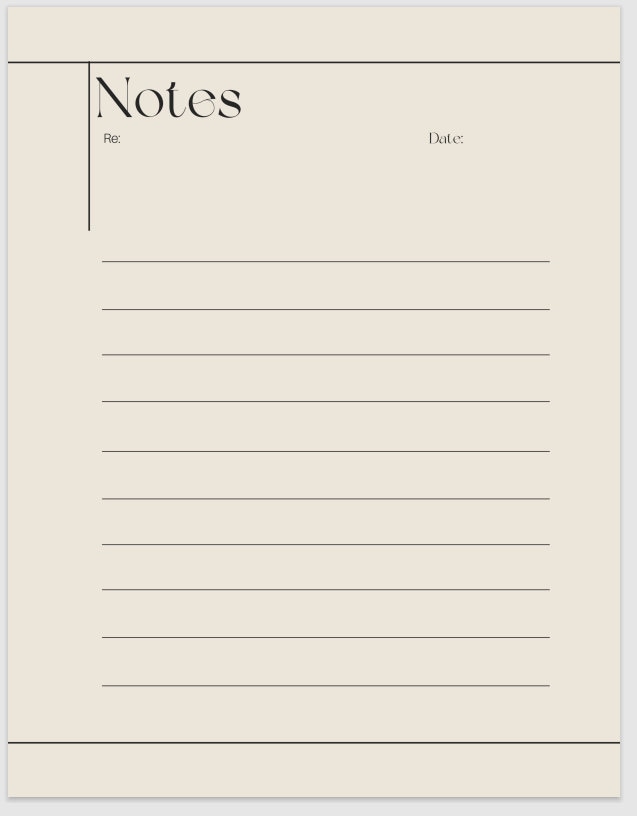 Printable Beige Minimalist Notes Sheet, Lined Note Paper, Printable ...