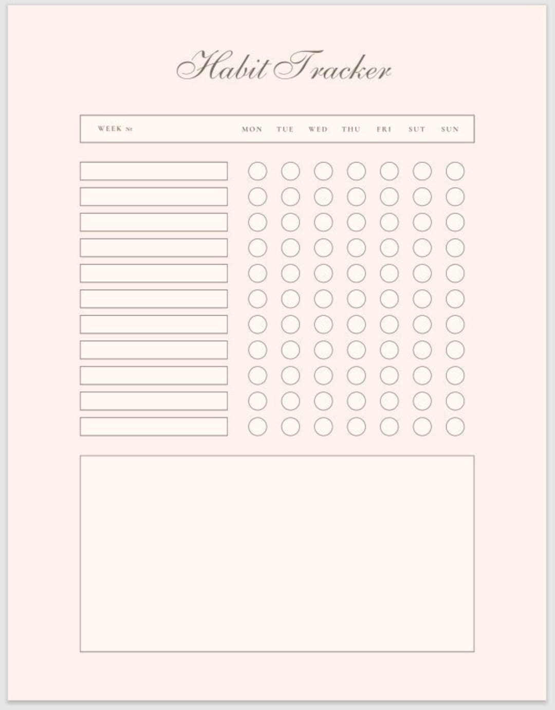 Printable Minimalist Pastel Pink Weekly Habit Tracker, Printable Habit ...