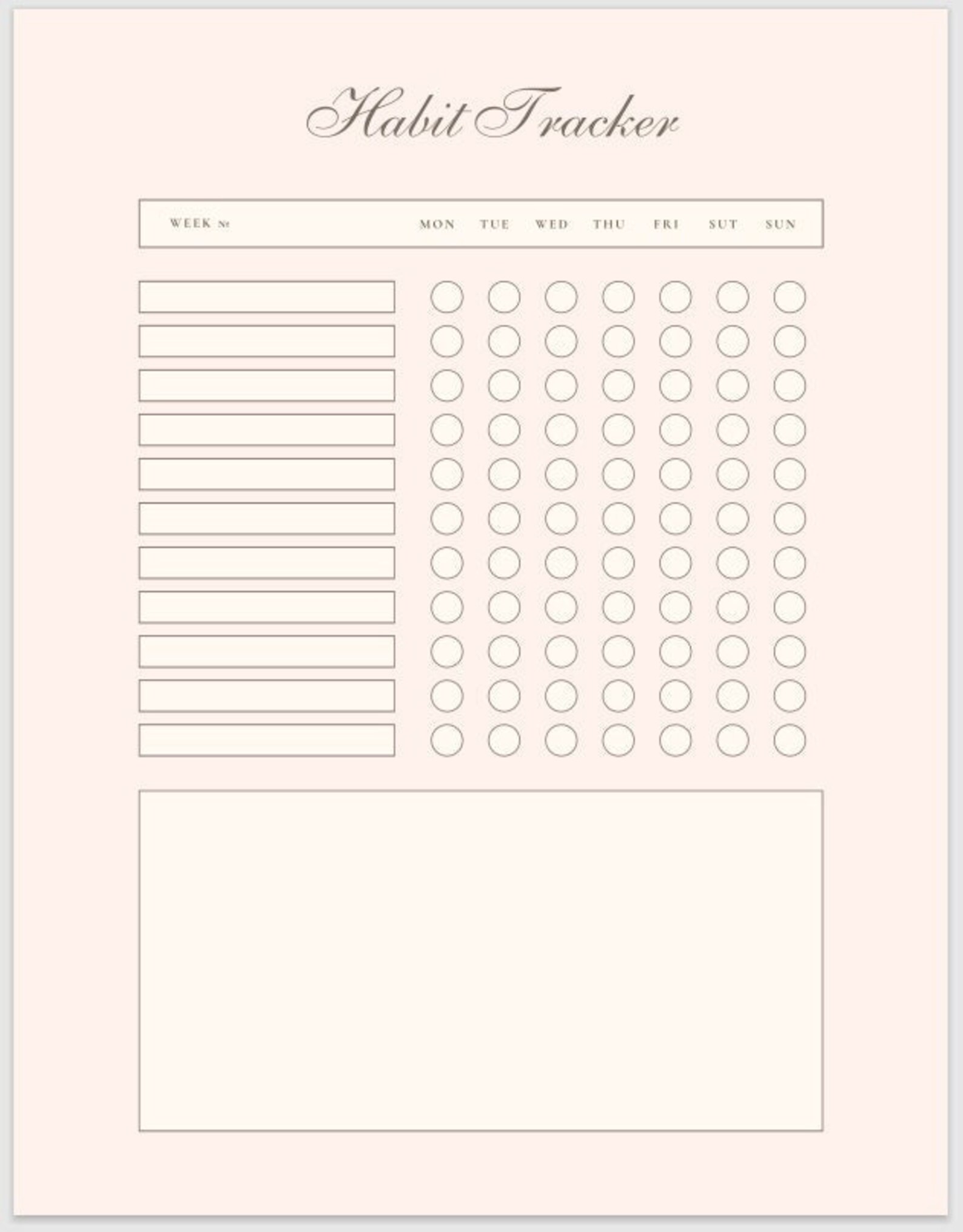 Printable Minimalist Pastel Pink Weekly Habit Tracker, Printable Habit ...