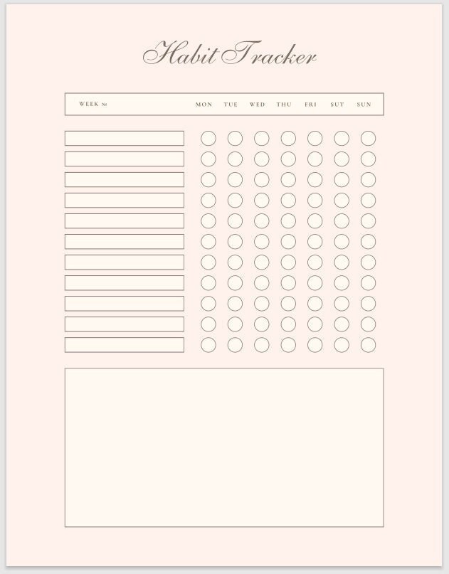 Printable Minimalist Pastel Pink Weekly Habit Tracker, Printable Habit ...