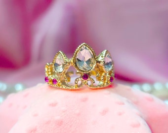Dainty Crown Ring With Marquise Diamonds Clustered Princess Rapunzel ...