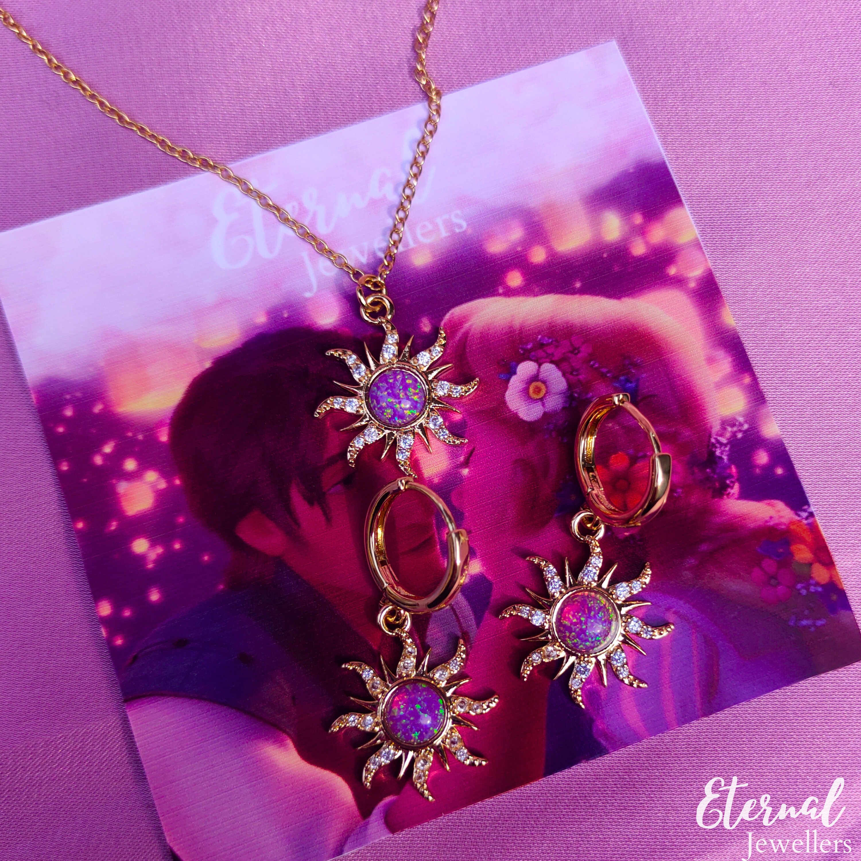 Princess Tangled Rapunzel Sunset Earring, Micro Paved Zirconia Star ...