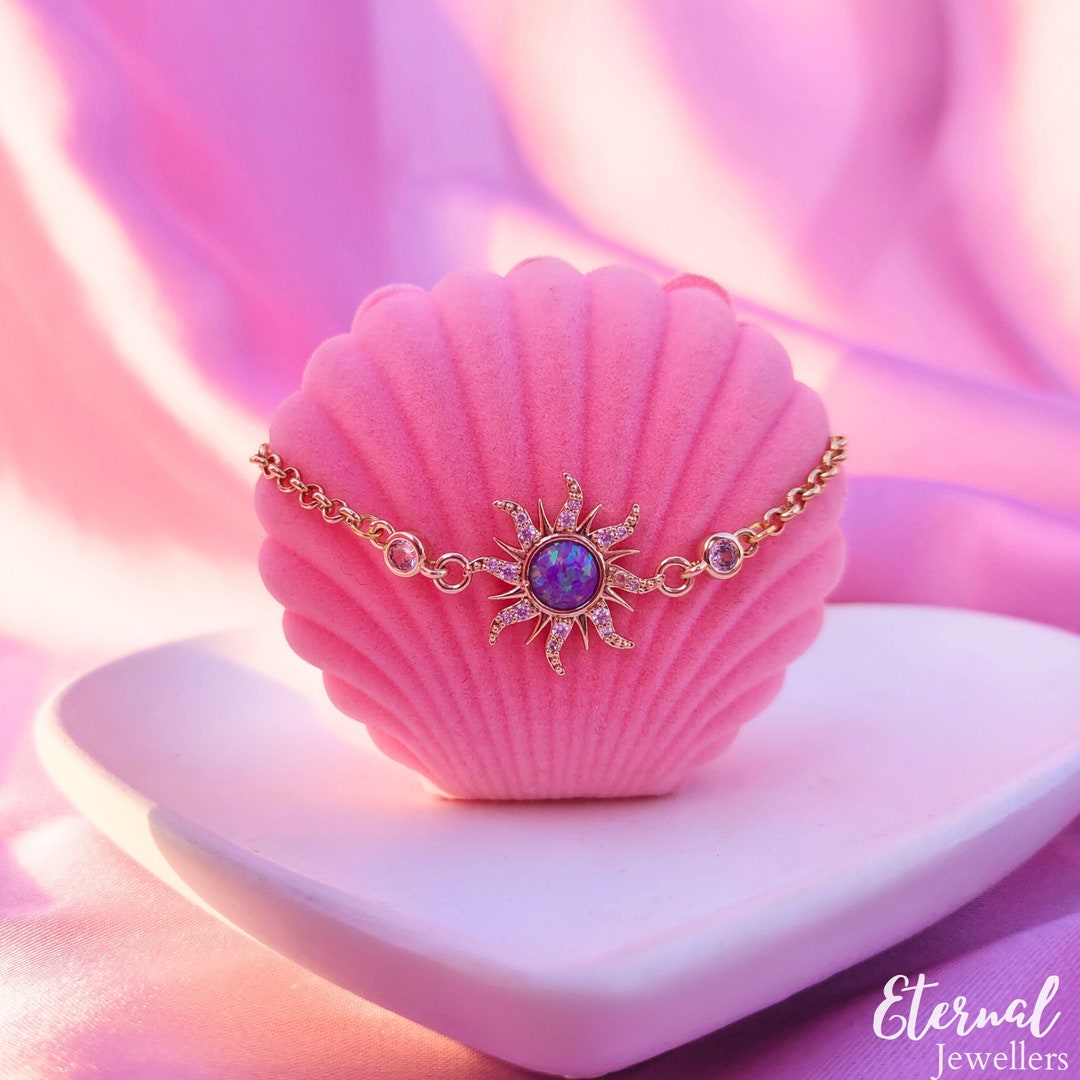 Sun Flower Bracelet Tangled Rapunzel Bracelet, Sunstone Purple Opal ...