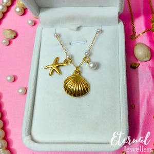 Princess Ariel Sea Shell Necklace | Freshwater Pearl Charm Necklace ...