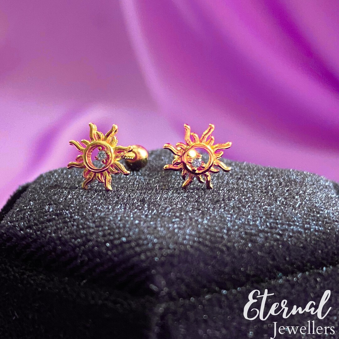 Tiny Starburst Stud Earrings Tangled Sun Sterling Silver Celestial Earrings Star Studs Star Gold ...
