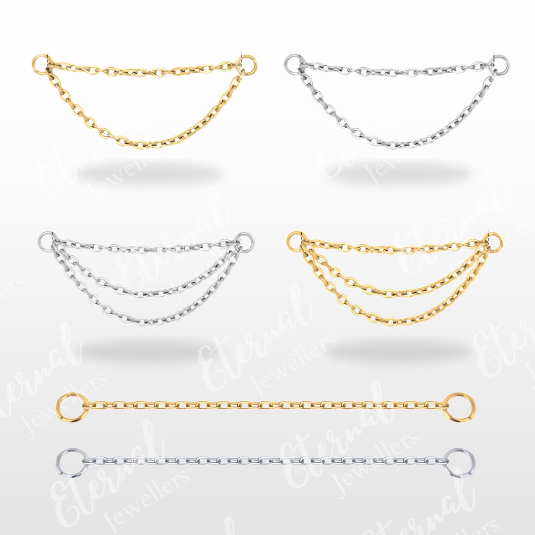 Earring Connector Chain 14K Gold Titanium, Helix Earring Chain, Conch ...