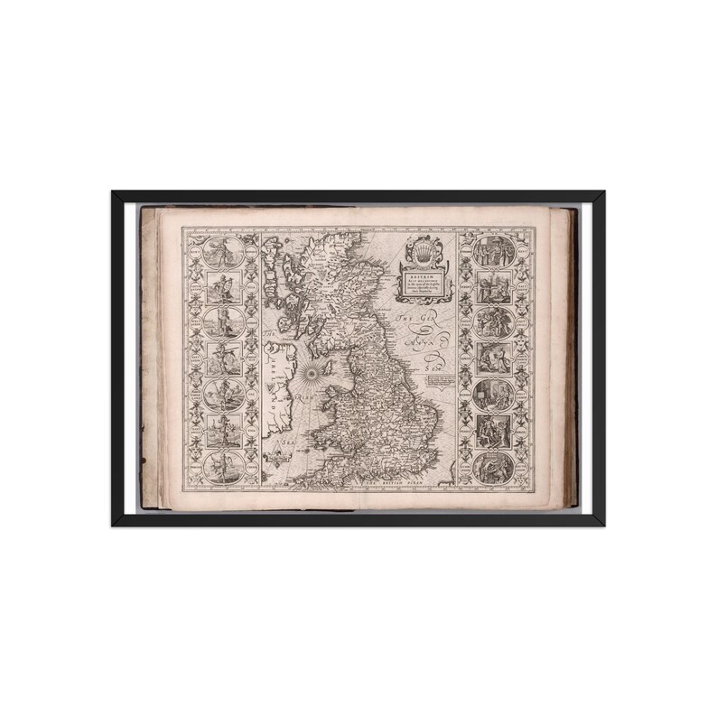 1676 John Speed Map of Great Britain – Saxon England – Framed or ...