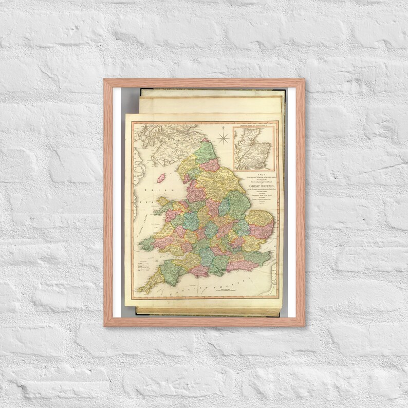 1801 British Roads Map – William Faden Antique Poster of England, Wales ...