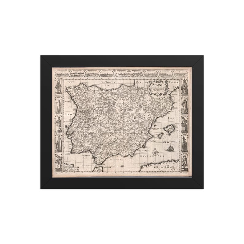 1626 Map of Spain and Portugal – John Speed Antique Reproduction ...