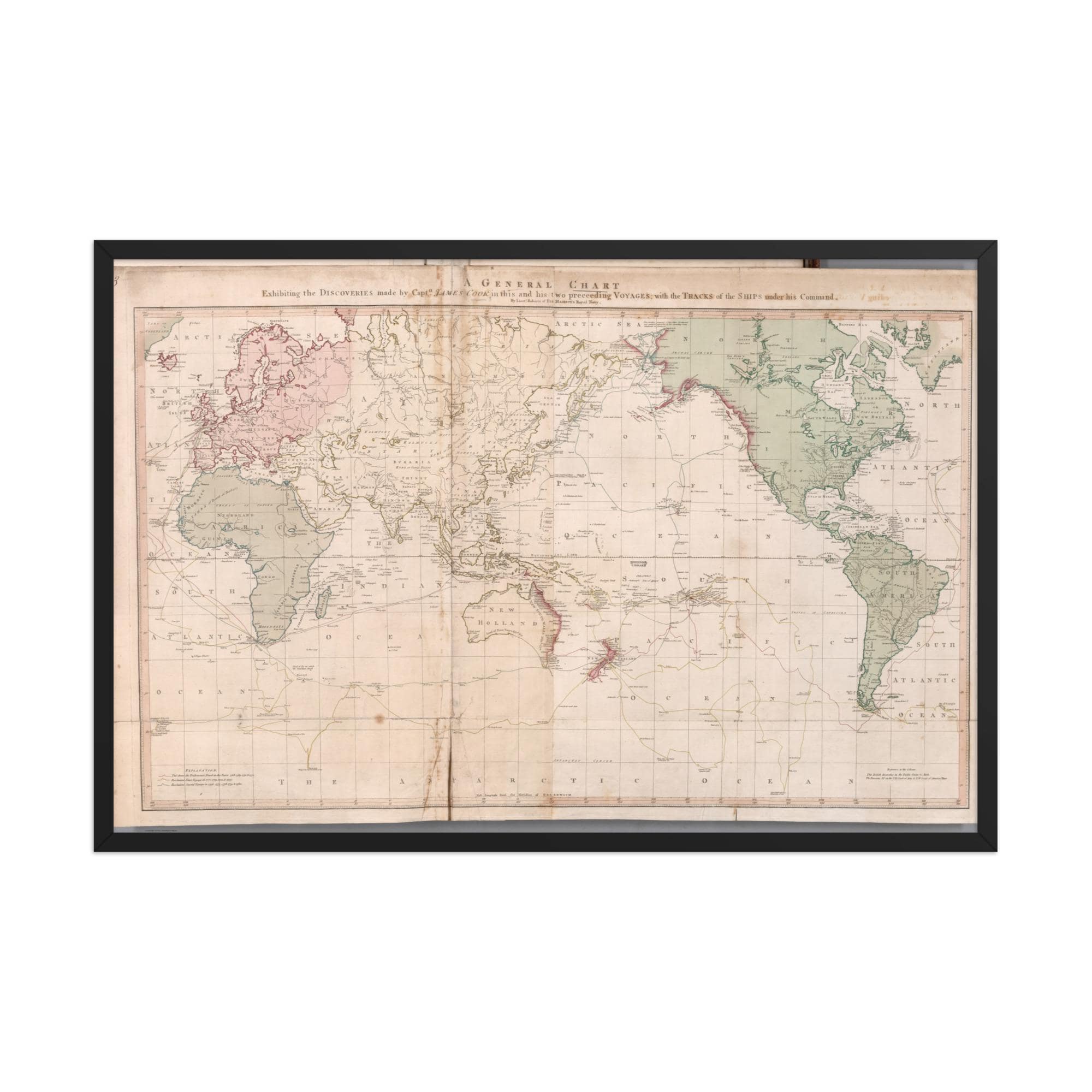 1794 Captain Cook World Map by William Faden – Antique Nautical Atlas ...