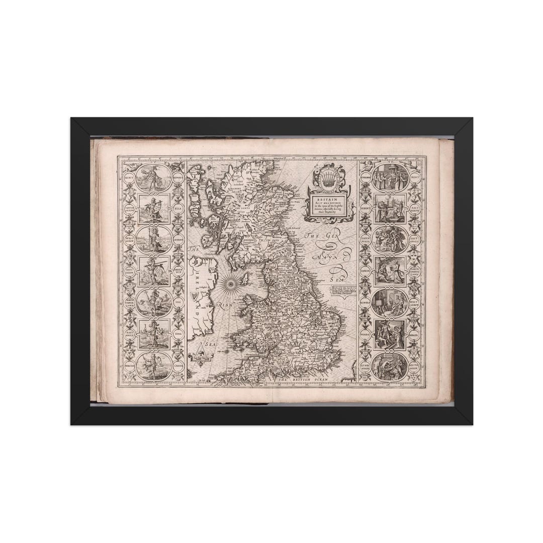 1676 John Speed Map of Great Britain – Saxon England – Framed or ...