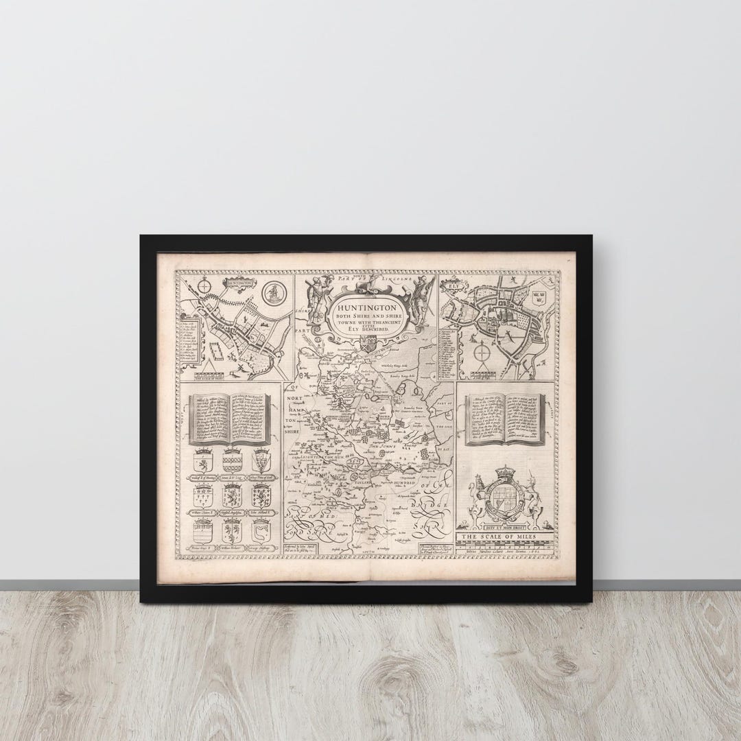 John Speed 1676 Map of Huntingdonshire – Historic County With Ely ...