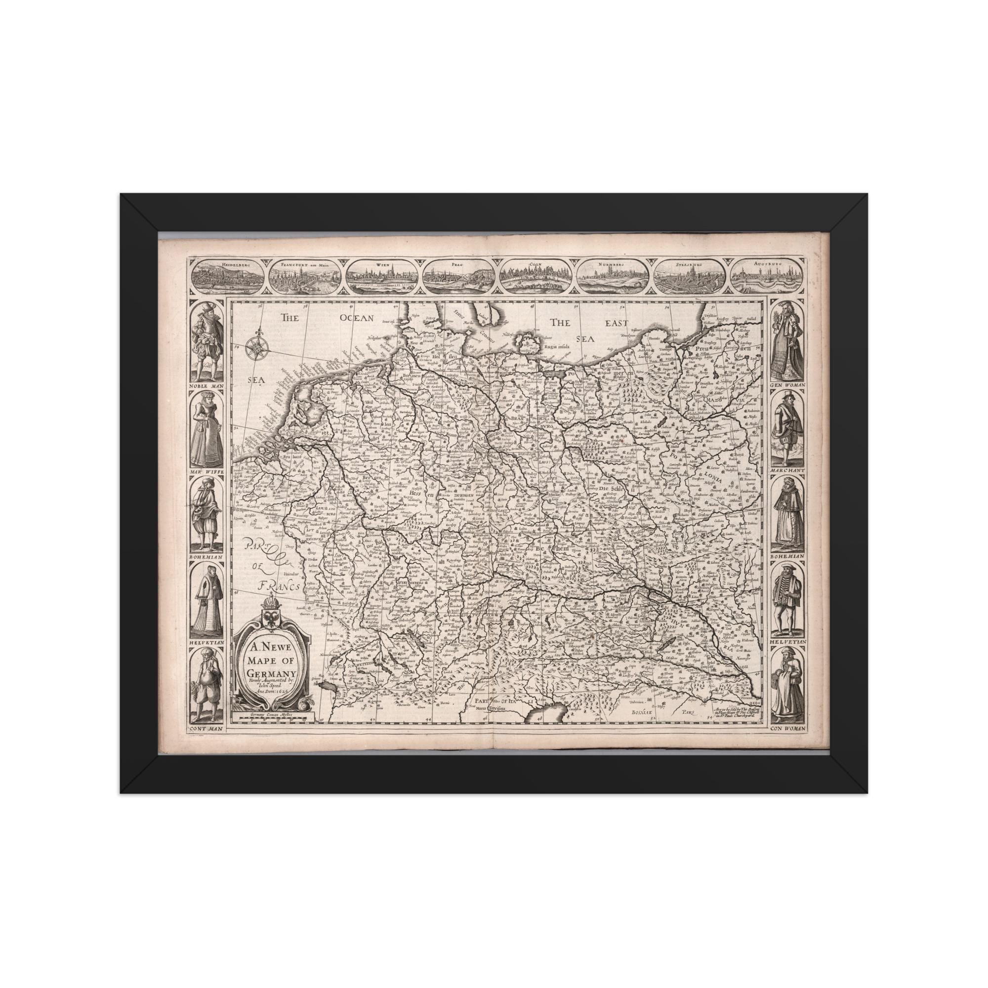 1626 John Speed Map of Germany, Netherlands, Poland, Austria – Antique ...