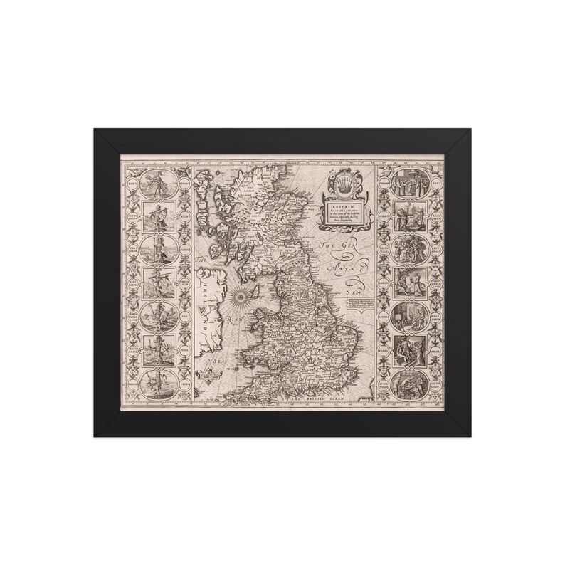 1676 John Speed Map of Great Britain – Saxon England – Framed or ...