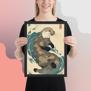 Otter Premium Japanese Otter Abstract Poster Ocean Art Zen - Etsy UK