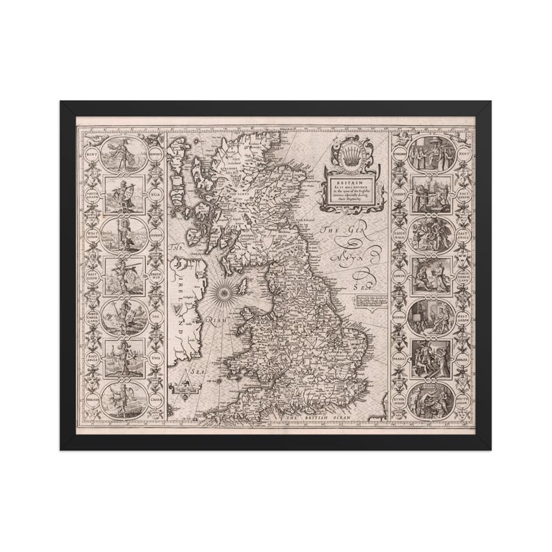 1676 John Speed Map of Great Britain – Saxon England – Framed or ...