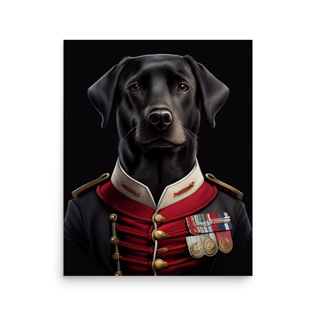 Heroic Black Labrador - Classic Style Military Dog Portrait ...
