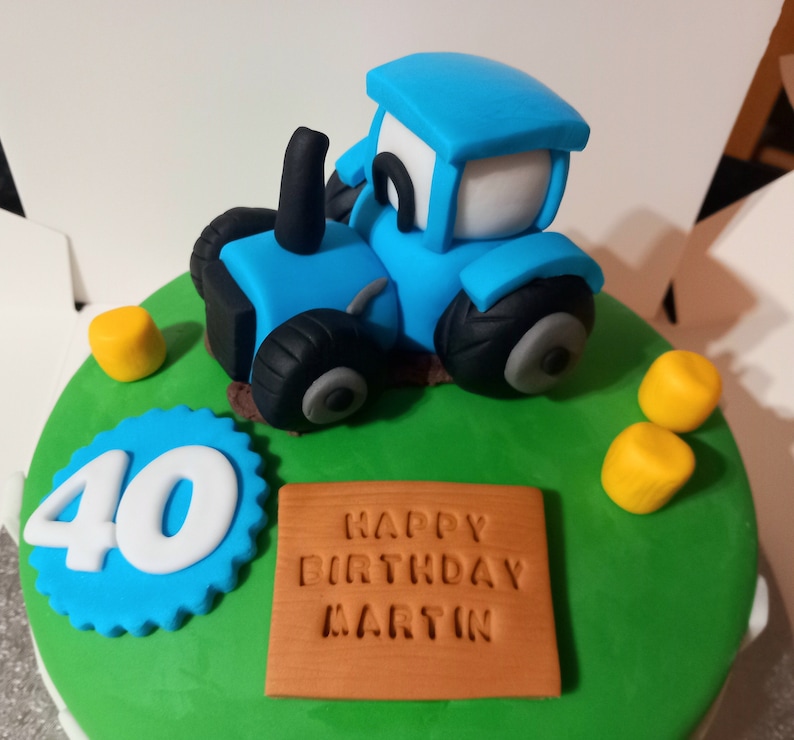 Blue Tractor Cake Topper - Etsy
