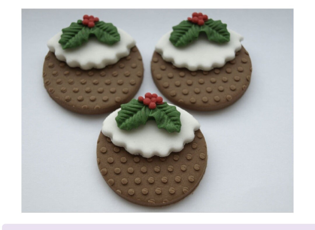 Christmas Pudding Cupcake Toppers, Edible and Handmade - Etsy UK