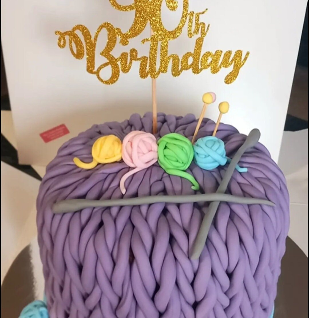 Knitting Cake Topper Edible - Etsy Australia