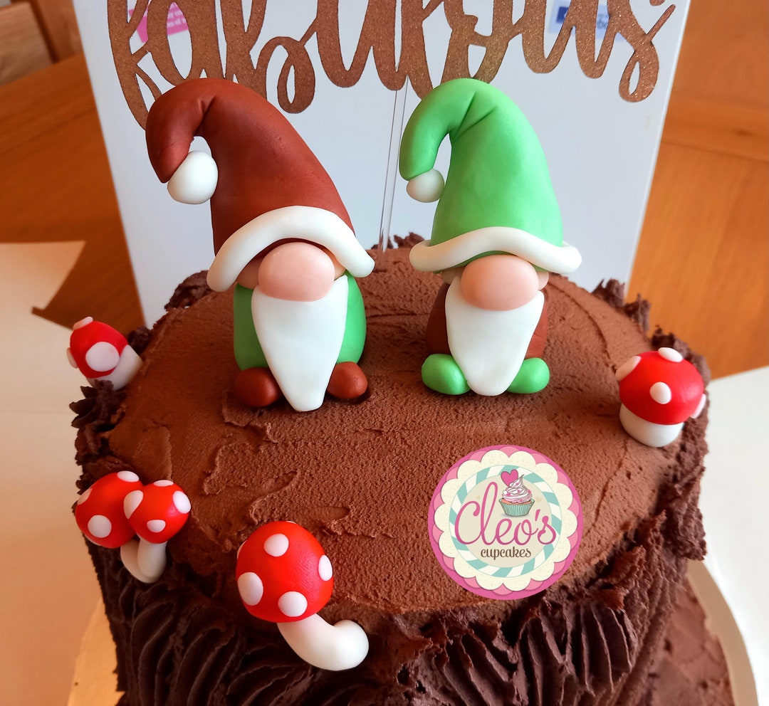 Gonk Cake Topper and Mushrooms, Edible Handmade Topper - Etsy