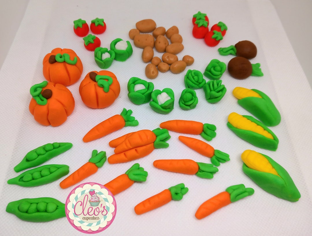 Mini Edible Fondant Vegetables Cake Topper - Etsy