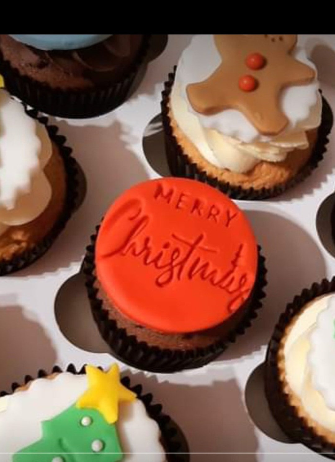 Merry Christmas Cupcake Toppers Handmade - Etsy