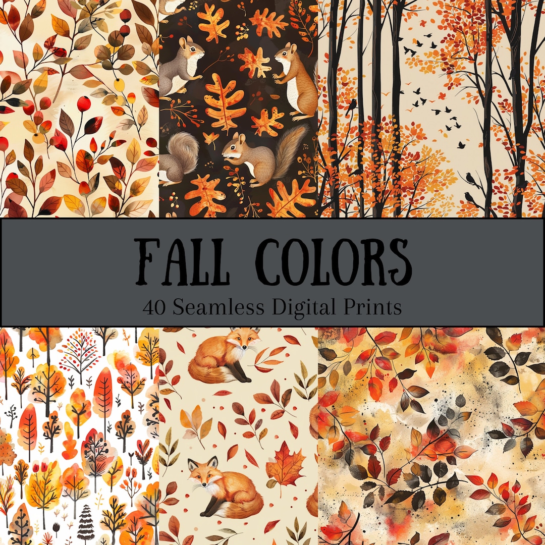 Fall Colors Digital Paper Pack, Autumn Leaves Background Paper, Fall ...
