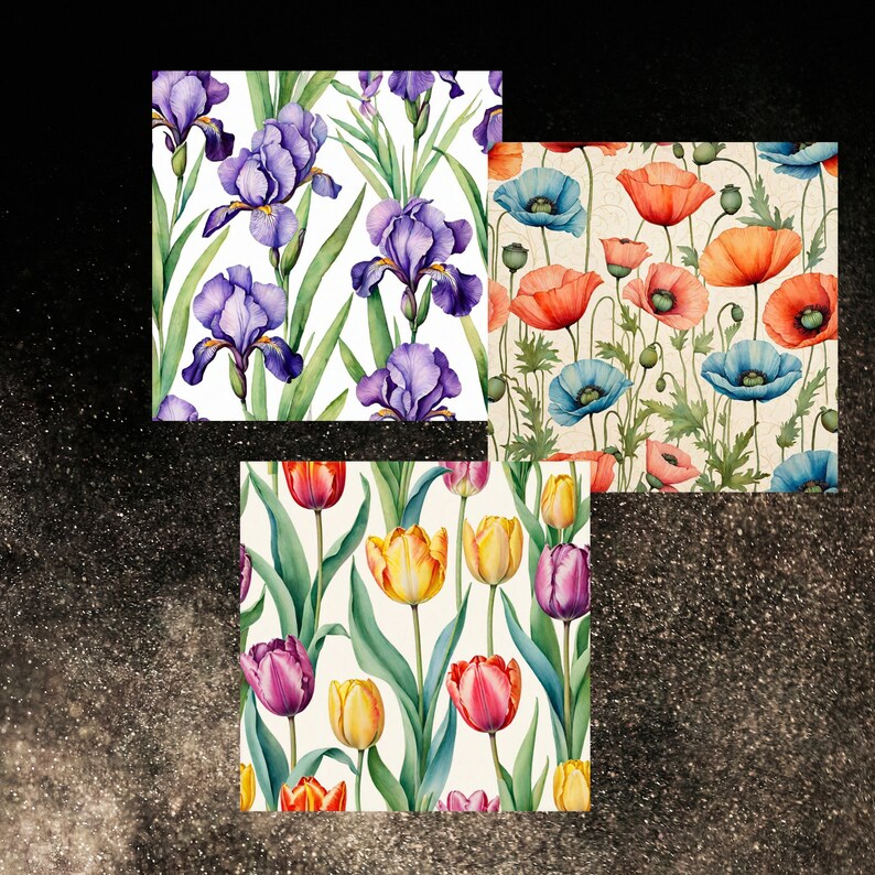 Bright Floral Paper, Flower Scrapbook Paper, Floral Pattern Ephemera ...