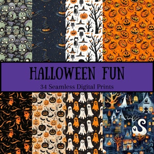 Spooky Halloween Scrapbook Paper - Digital Paper, Fun Halloween Paper ...