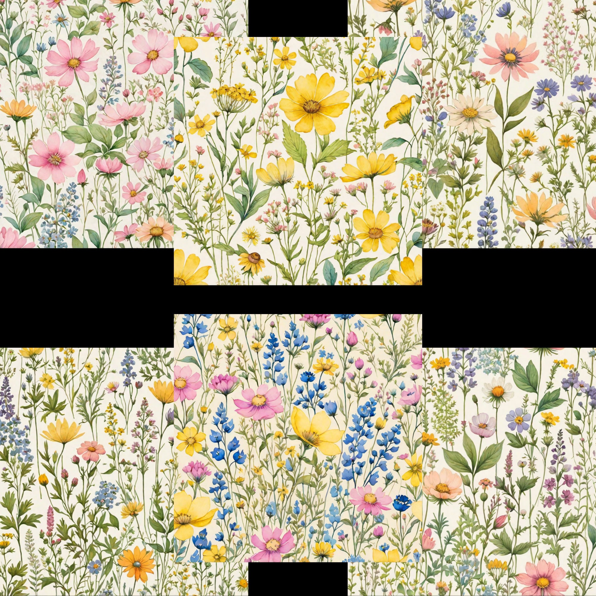 Spring Floral Paper Digital Download, Flower Journaling Paper, Bright ...