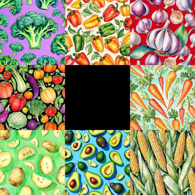 Fruits & Veggies Paper - Digital Paper, Colorful Scrapbook Paper, Food ...