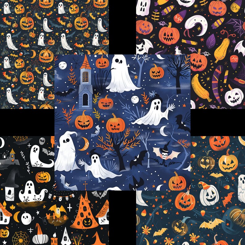 Spooky Halloween Scrapbook Paper - Digital Paper, Fun Halloween Paper ...