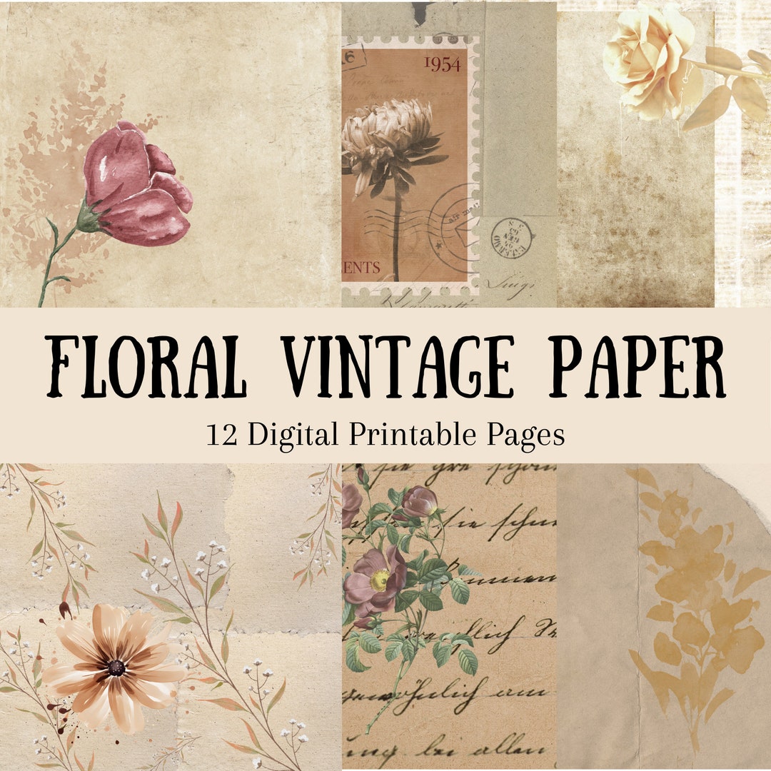 Floral Vintage Paper - Digital Download, Flower Journaling Paper ...
