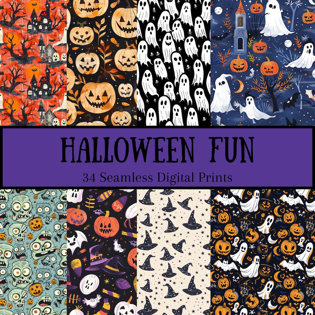 Vintage Halloween Paper - Digital Scrapbook Paper, Halloween Fun Paper ...