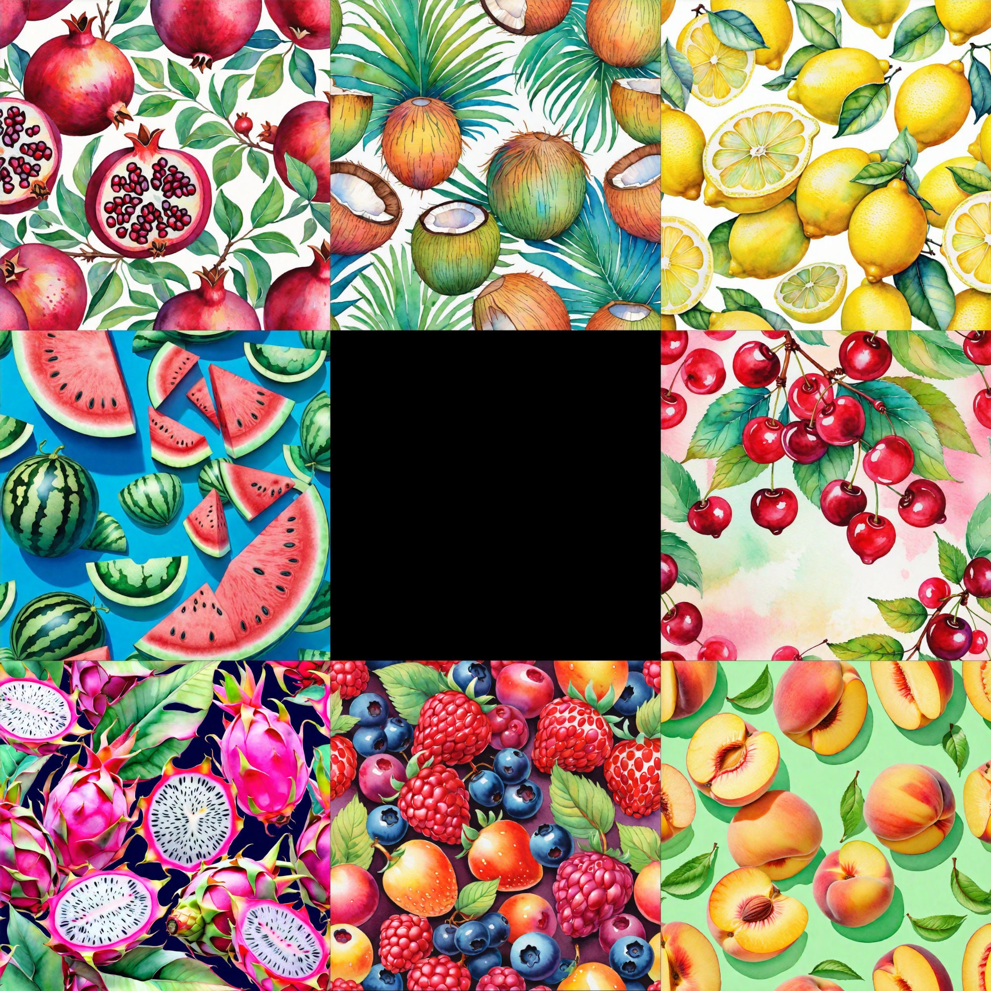 Fruits & Veggies Paper - Digital Paper, Colorful Scrapbook Paper, Food ...