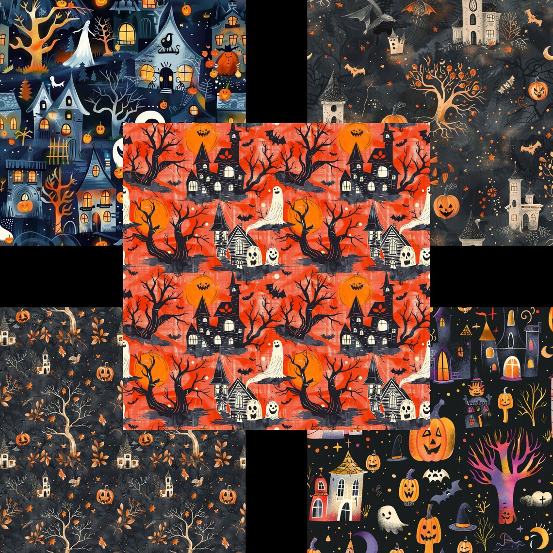Spooky Halloween Scrapbook Paper - Digital Paper, Fun Halloween Paper ...